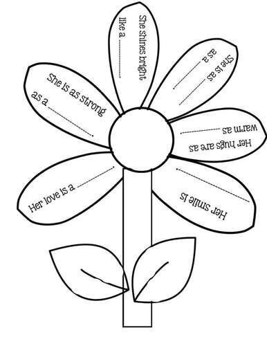 Mothers Day Figurative Language Craft Gift Activity Cute Flower Simile ...