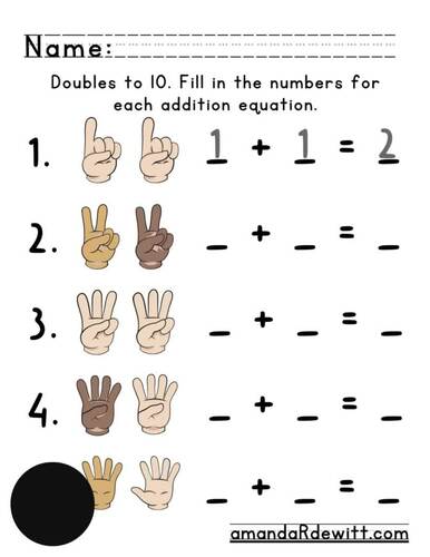 Learn Your Doubles Facts to 10: Worksheets with Fingers and Dice Visuals