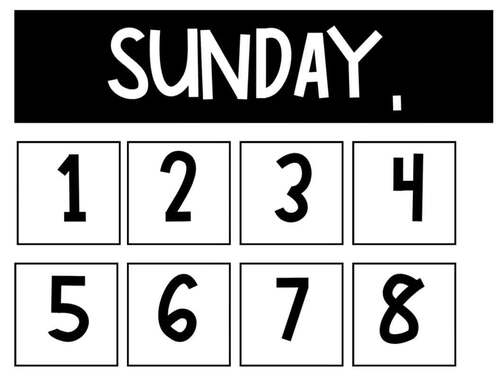 Black and White Flip Calendar with Two Fonts and Editable Version