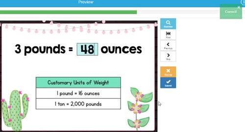 Convert Customary Units of Weight Digital Boom Cards - 4th Grade Math ...