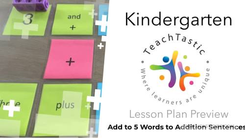 Add to 5 - Addition words to addition sentences by TeachTastic IEP