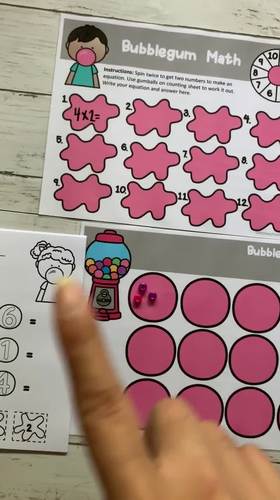 Multiplication Mats Bubble gum theme by Homeschooling Autism | TPT
