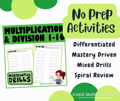 Multiplication & Division Fluency Practice Horizontal Format Activity ...