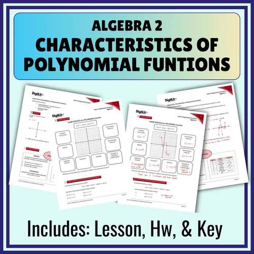 Characteristics of Polynomial Functions Guided Notes 10th-12th Grade ...