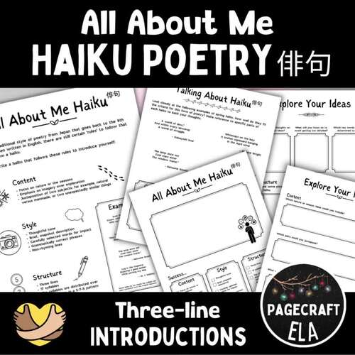 All About Me Haiku Writing Pack of No-Prep Poetry Activities for Back ...