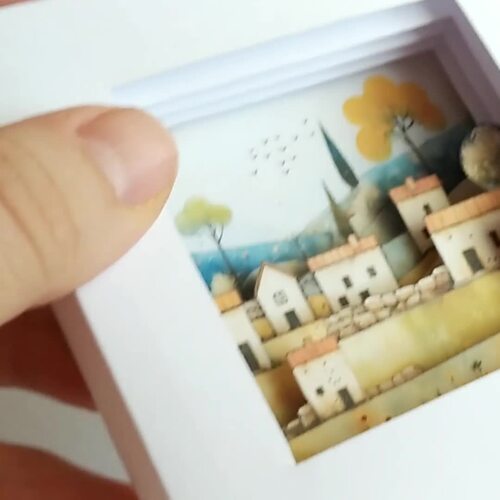 Shadow Box Template. Landscape with Houses by ixia3d | TPT