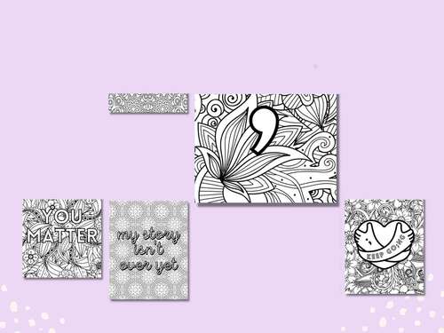 Mental Health Coloring Pages, Semicolon, Anxiety, Depression, CBT ...