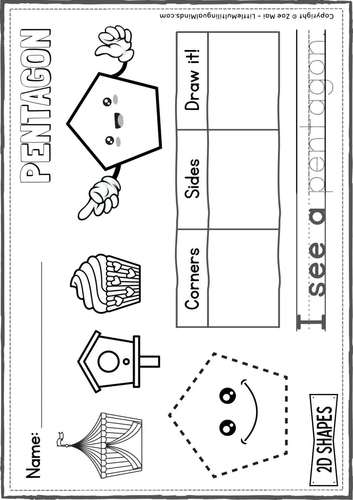 Identify 2D Shapes: 2D Shapes Practice Sheets for Preschool, Pre-K ...