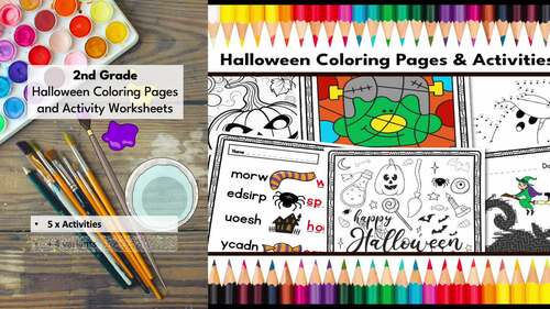 2nd Grade Halloween Coloring Pages and Activities Pack for Second Graders