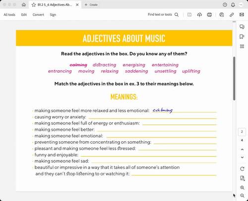 ESL Intermediate Lesson: Learn Adjectives About Music by ESL Class Workshop