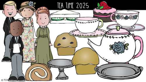 Tea Time clip art, Butler clip art, High Tea clip art, Ernest COMBO PACK