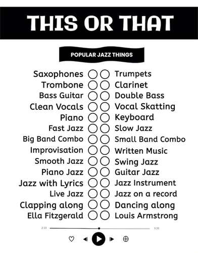 Music Genre JAZZ UNIT Workbook - Printable worksheet handout, Music ...
