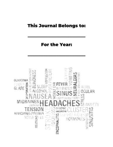 Headache Migraine Journal Tracker Logbook, Low Ink, Black & White