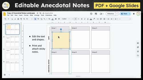 Anecdotal Notes Template Print, Digital, & Editable Slides Student Data ...