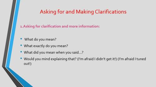 Asking for and Making Clarifications in English by Optimal Resources