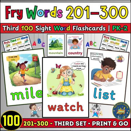 Fry Words 201–300 Flashcards with Visual Support | Third 100 Sight ...