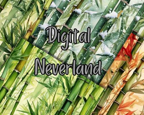 Bamboo Forest JPG Clip Art Set, Nature Inspired Digital Background