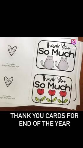Easy Printable Thank You Cards from Teacher | End of Year Notes | TPT