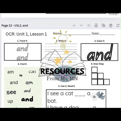 Open Court Daily Sight Word Practice, First Grade, Unit 1 Bundle