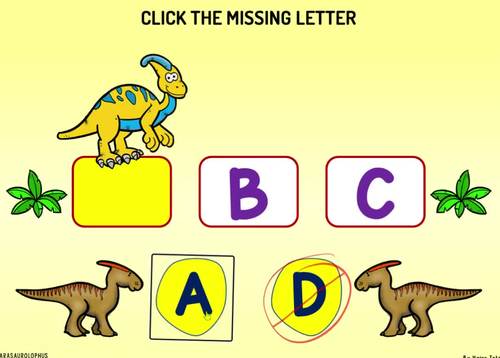 Dinosaurs Literacy Boom Cards Letter Order - Parasaurolophus by Hajar Tots