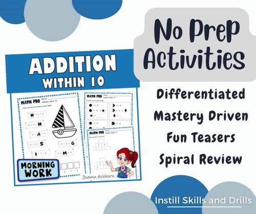 Addition within 10 Fluency Practice and Morning Work Activities | TPT