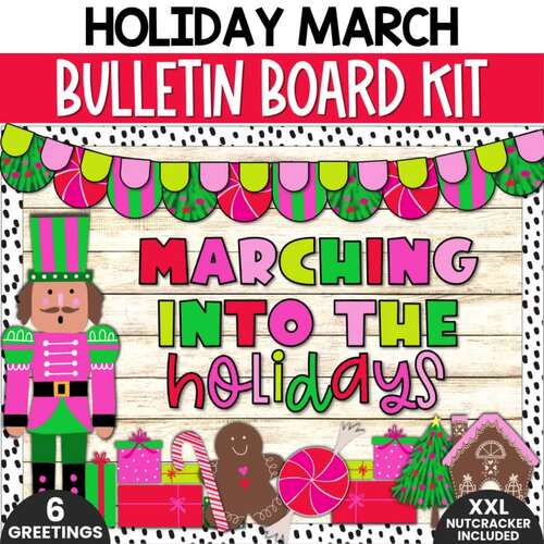 Preppy Nutcracker Christmas Bulletin Board Kit, Bright Pink Holiday ...