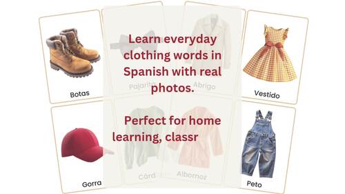 Spanish Clothing Vocabulary Flashcards | Printable Real Photo Cards