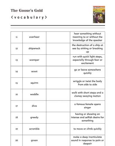 [Moonlight English] [A to Z Mysteries] The Goose's Gold Workbook