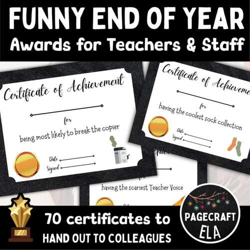 Funny End of Year Staff Awards | 70 Printable & Editable Teacher ...