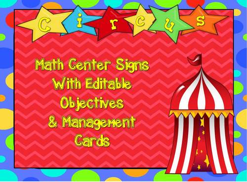Math Center Signs With Editable Objectives | Center Posters | TPT