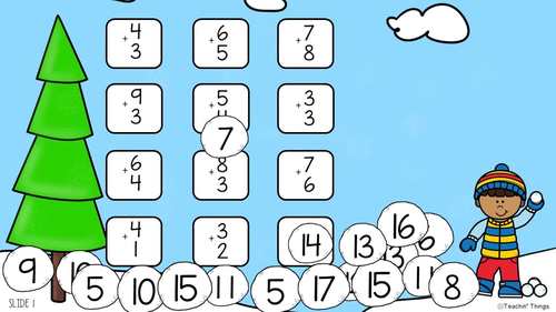 DISTANCE LEARNING - Basic Addition Facts Practice - Snowball Fight