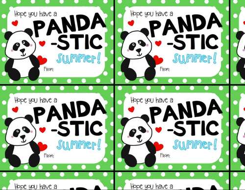 Panda-Themed End of Year (EOY) Gift Tag- Hope you have a Panda-stic summer!
