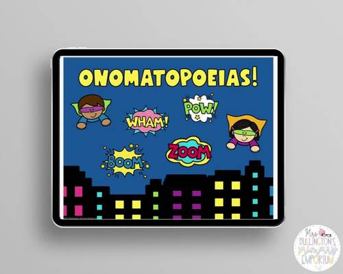 No Prep Onomatopoeia Lesson and Worksheets by The Primary Emporium