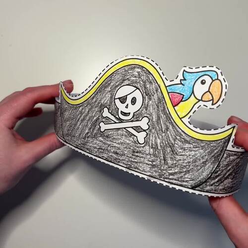 Pirate Hat Paper Crown Headband Printable Coloring Craft Activity for kids