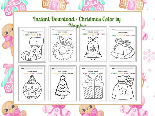 Christmas Paint by Numbers: Kids Coloring Pages, Homeschool Activities