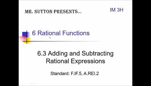 Adding and Subtracting Rational Functions (Algebra Honors) | TPT