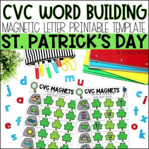 St. Patty's Day CVC Words Sheets Magnetic Letter Printable Cookie Sheet ...