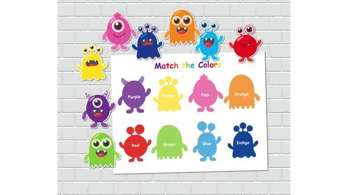 Monsters Color Matching Activity for Kids, Toddler Color Printables