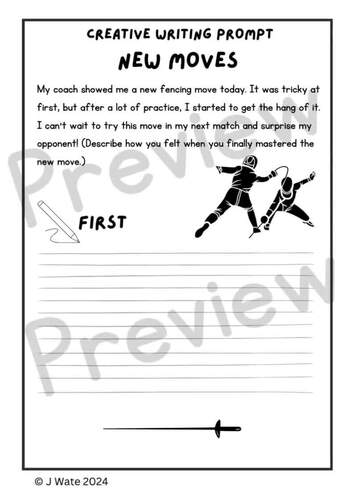 Fencing Creative Writing Prompts Worksheets & Sports Themed Writing Tasks