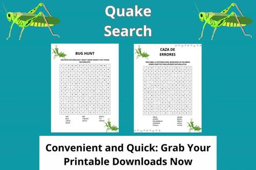 Insects Word Search- Available in (English & Spanish) For K-2nd grade.