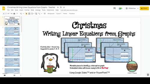 Winter Holiday Writing Linear Equations from a Graph Digital Activity