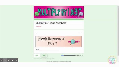 5th Grade Multiply by 1 Digit Number Quiz Google Classroom by Loving Math