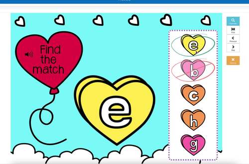 Valentine Candy Heart Lowercase Letter Match Boom Cards™ Digital Task Cards