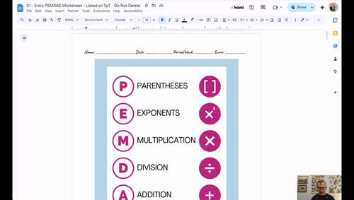 Unit 1: Algebra Foundations PEMDAS |Easy Edit | Google Docs Save Money ...