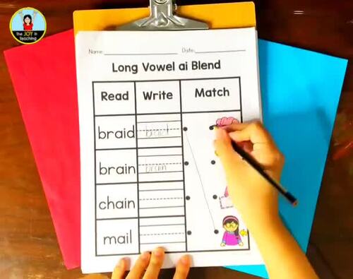 Long Vowel Teams Worksheets - Read, Write and Match Activity | TPT