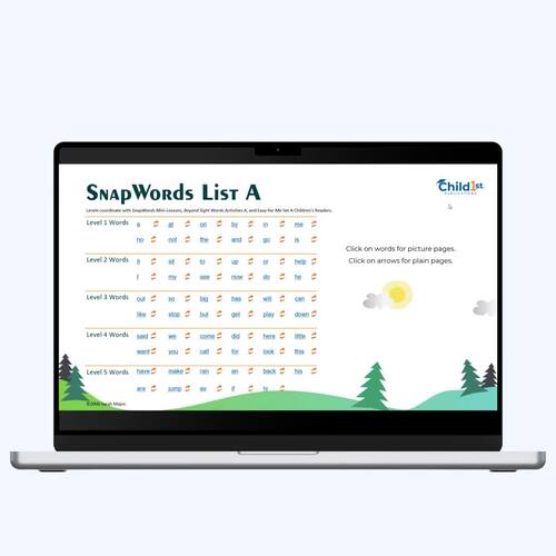 SnapWords® List A Interactive Slideshow by Child1st Publications