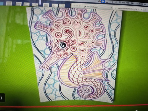 Zentangle Sea Horse how to draw video by damon reinagle | TPT
