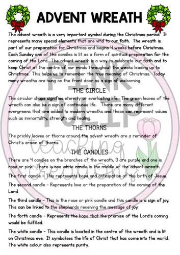Advent Wreath Christmas Activities by Pink Tulip Teaching Creations