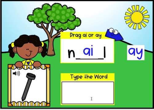 AI or AY Long A Vowel Team Spelling Boom Cards | TPT