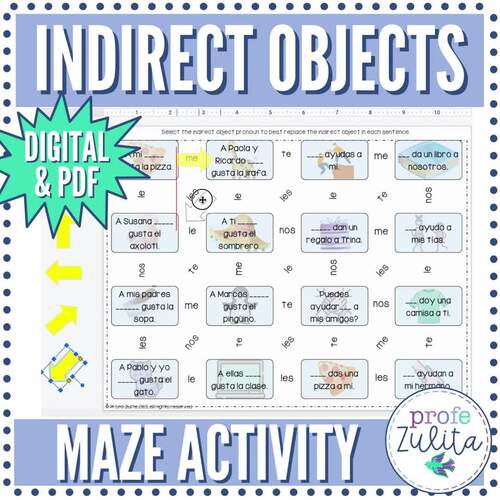 Spanish Indirect Object Pronouns Practice Maze Activity | Digital & PDF